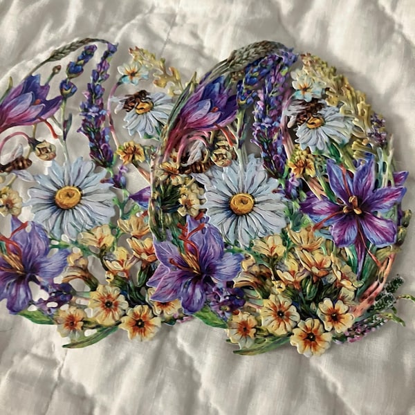 Large Lilac Flower Die Cuts X 4, Wild Flower Die Cuts, Card Toppers ...