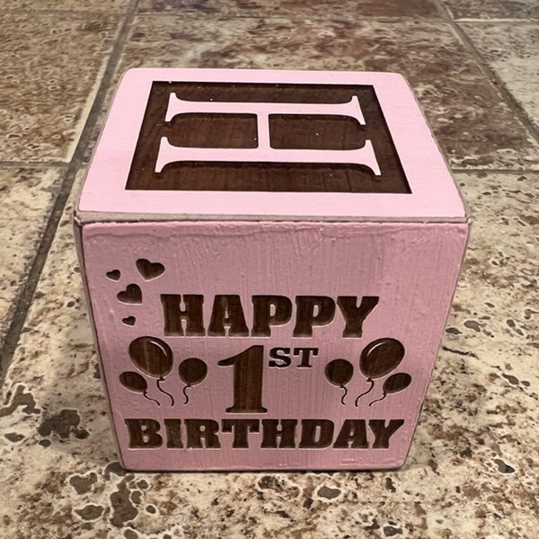 1st Birthday - Personalized Baby Gift Birth Wooden Block Personalized ...