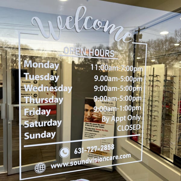 Shop Hours Decal - Store Hours Signs - Hours of Operation Sticker ...