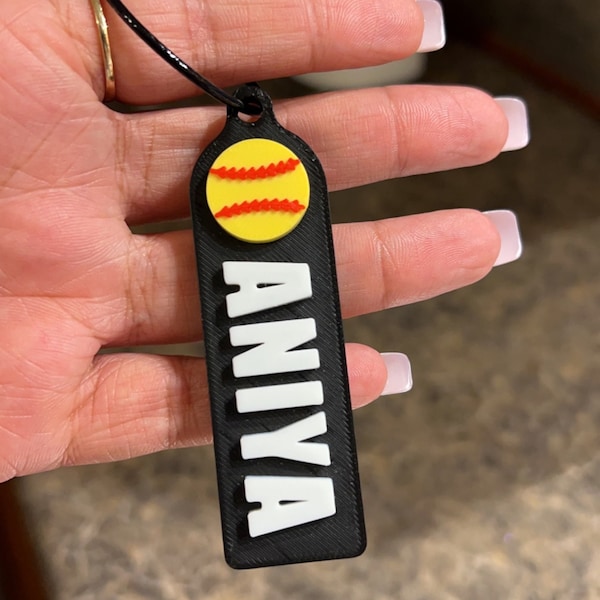 Personalized Softball Keychain, Backpack Tags, 3D Printed Keychain ...
