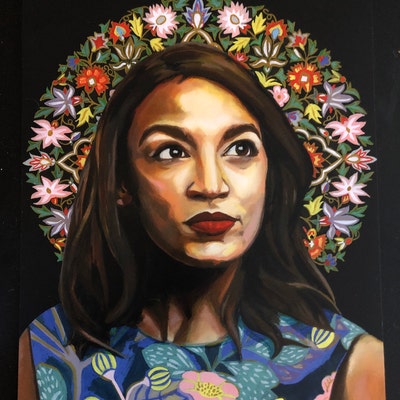 AOC Alexandria Ocasio-cortez Oil Painting AOC Portrait Art Print ...