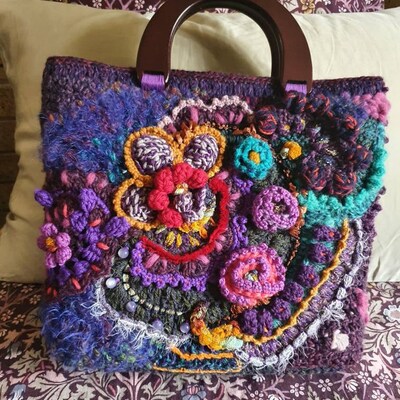 Freeform Bag in Crochet and Embroidery With Various Colors - Etsy