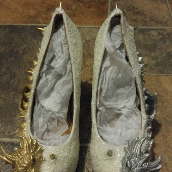 Metallic Dragon Spike Heels Style 1 Custom Hand Sculpt Paint Silver ...