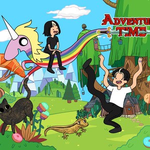 Adventure Time Cartoon Custom Portrait Illustration , Couple Family ...