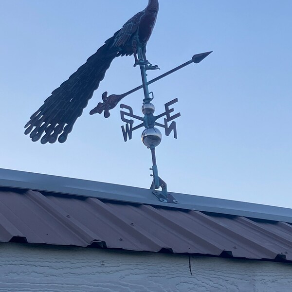 LARGE Handcrafted 3D 3- Dimensional Peacock Weathervane Copper Patina ...