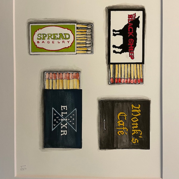 Custom Matchbook Watercolor Painting - Etsy