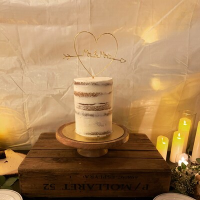 Rustic Cake Topper Wire Cake Topper Heart Mr and Mrs Cake Topper Copper ...