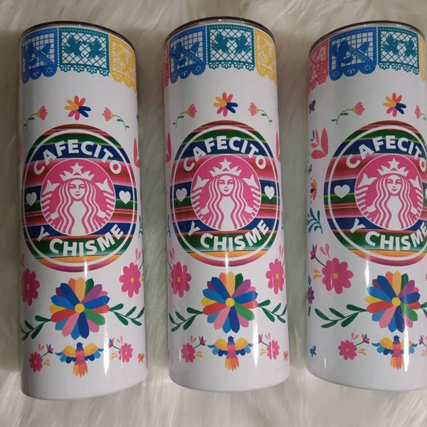 Cafecito Y Chisme Red Flowers, Black and White Backgrounds, Wrap, 11oz ...