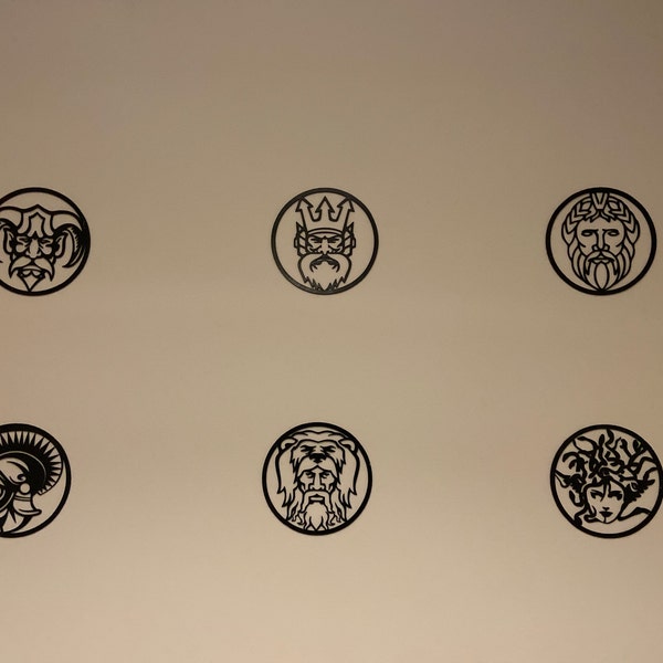 Mythical Gods Wood Wall Art, Greek Mythology Gods Wall Decor Sign ...