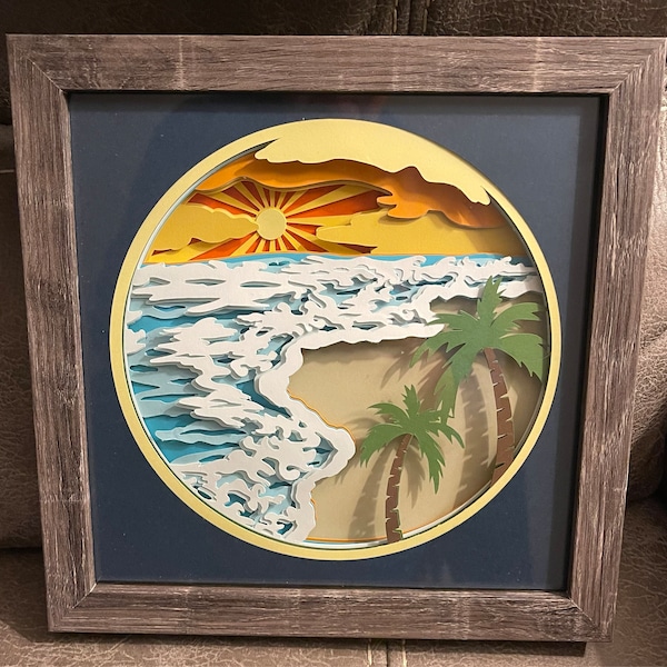 3d Beach Shadow Box Svg 3d Beach Svg 3d Layered Svg Files for Cricut ...