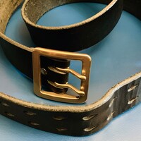 Leather Belt With Double Prong Buckle - Etsy Canada