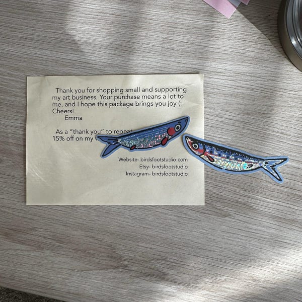 Silly Sardines - Fish Glitter Stickers - 3 Inches - Etsy