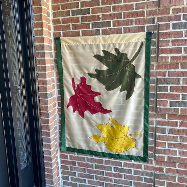 Autumn Leaves House Flag, Fall Leaves Flag, Applique House Flag ...