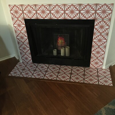 Vienna Pattern Tile Stickers, Orange Tiles Stickers for Floor Wall ...