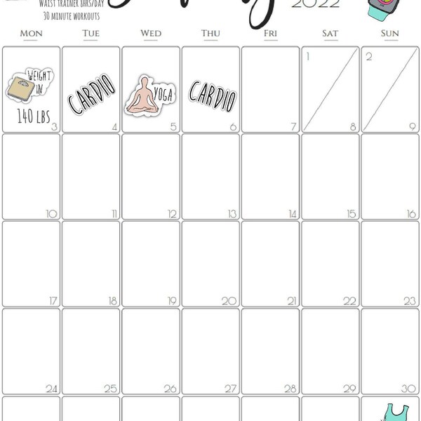 CALENDAR STICKERS Set for Digital Planner, Clip Art, Goodnotes Planner ...