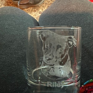 Custom Pet Memorial Photo Rock Glass Engraved Dog Picture Whiskey Glass ...