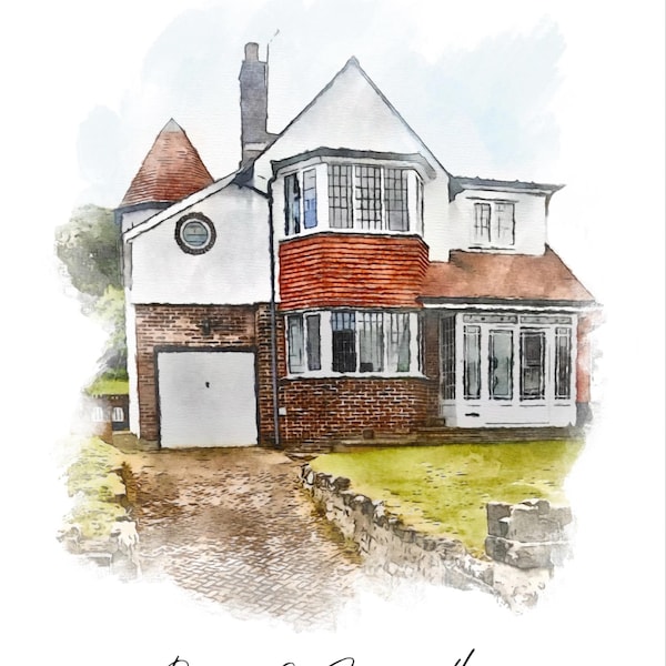 Personalised Watercolour House Portrait - Home Portrait - House Warming ...