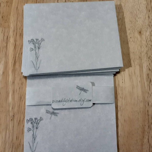 Handmade Stationery Set, Writing Paper With a Blue Lily and Dragonfly ...