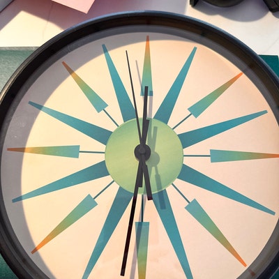 Mid Century Modern Starburst Clock Retro Atomic Starburst Wall Clock ...