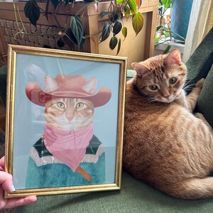 Cowboy Cats Art Print Ginger Cat Cowboys Wall Art Colorful Eclectic ...
