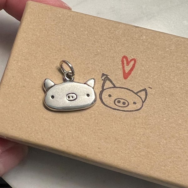 Little Pig Necklace - Sterling Silver Pig Pendant or Charm on ...