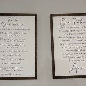 The Ten Commandments Sign Wood Framed Canvas Sign Inspirational Sign ...