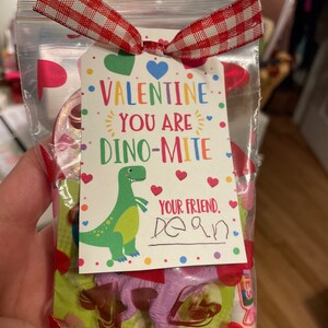 Dinosaur Valentine's Day Tag, Dino-mite Valentine, Dinosau Printable ...