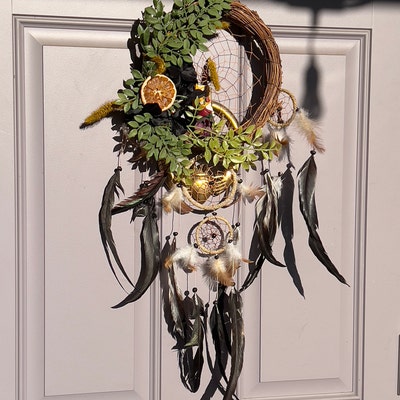 Intention Set Lg Mushroom Wreath/ With Spell-jar/ Crystals and - Etsy