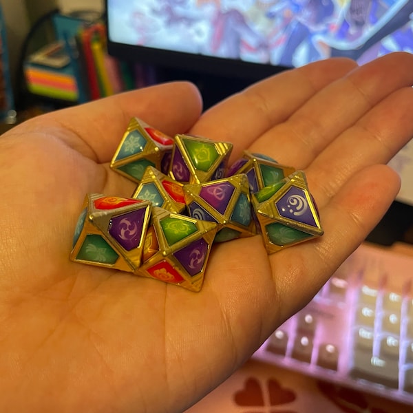Genius Invokation TCG Dice Set, Handmade 8 Pcs Rhombic Solid Polyhedral ...