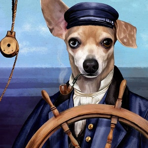 Sea Captain, Pet Portrait, Custom Pet Portrait, Royal Pet Portrait, Pet ...