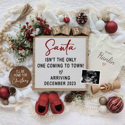 Due in December Pregnancy Announcement Digital Christmas Baby ...