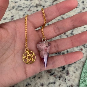 Flower Pendulum Gold Pentagram - Etsy