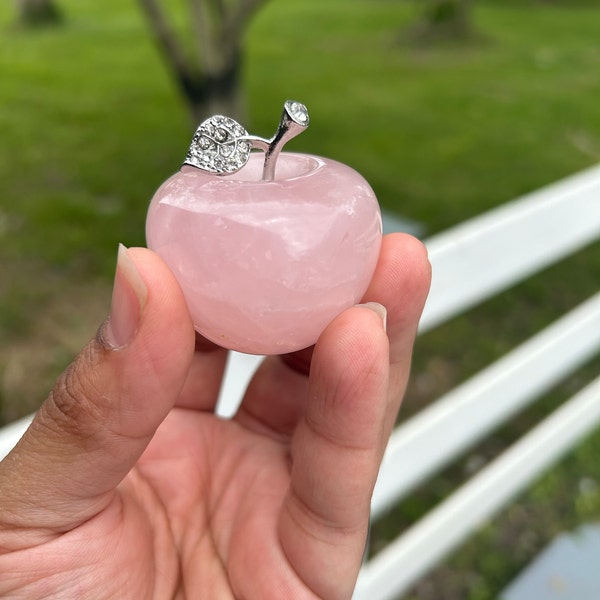 Carved Rose Quartz Gemstone Apple Hand Made Gift Healing Crystal - Etsy