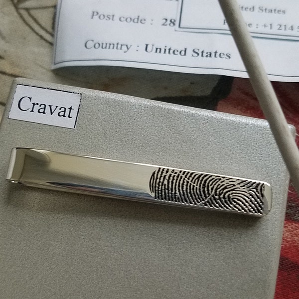 Personalized Signature Tie Clip - Handwriting Tie Bar - Fingerprint Tie ...