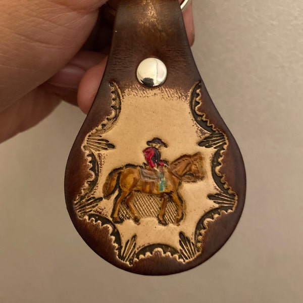Western Cowboy Leather Key Fob / Keychain - Etsy