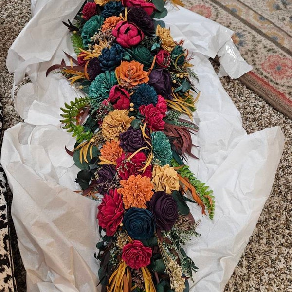 Custom Bouquet Rust Burnt Orange Slate Dusty Blue Navy Terracotta Peach ...