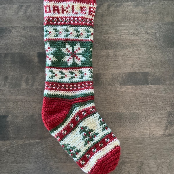 Personalized Crochet Fair Isle Stocking Pattern- Large Snowflake - Etsy