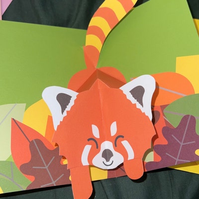 Pop up 3D Red Panda Greeting Card Mother's Day Card. Popup Handmade - Etsy