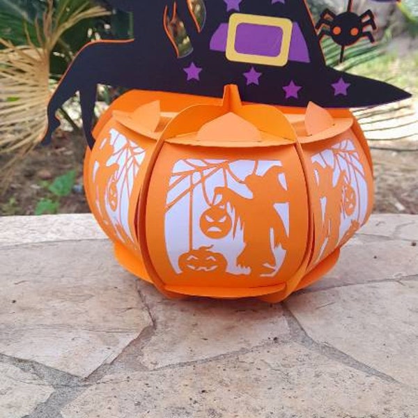 Witch Pumpkin Lantern PDF, SVG Templates for Cricut Project - Paper ...