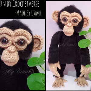 Crochet Realistic Chimp Monkey Pattern & Matching Hat NOT FINISHED Item ...