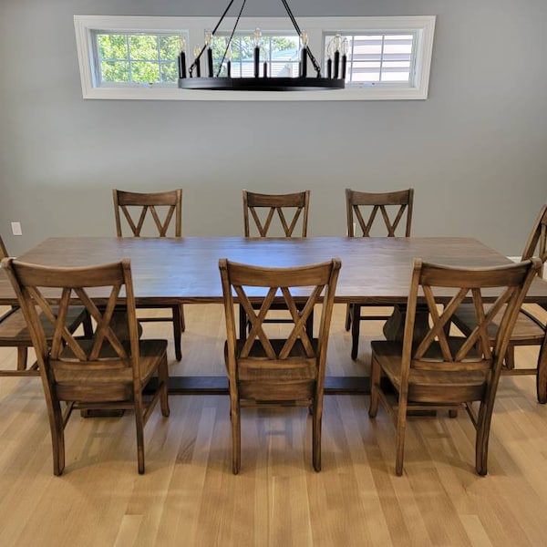 Rustic Farmhouse Dining Table, Trestle Table, Dine Table Set, Farmhouse ...