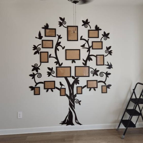 Custom Wooden Family Tree With Frames, Family Tree Wall Art, Wood ...