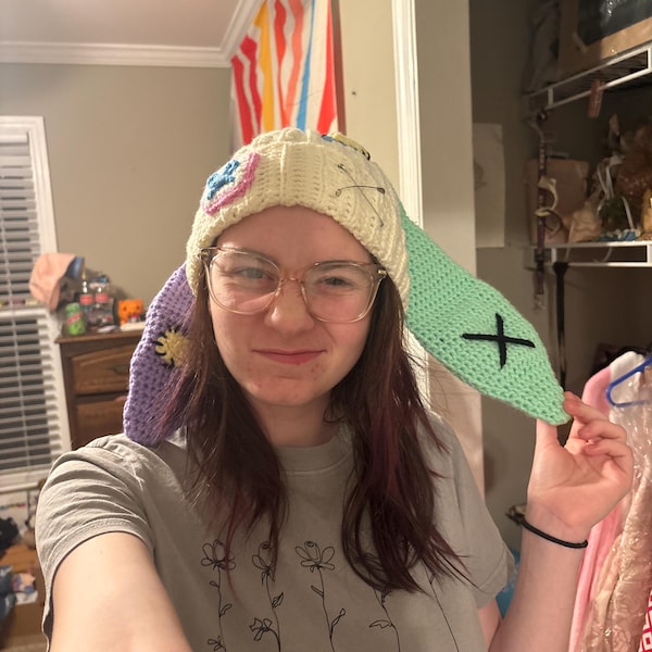 Crochet Kawaii Scene Queen Emo Bunny Ear Beanie - Etsy