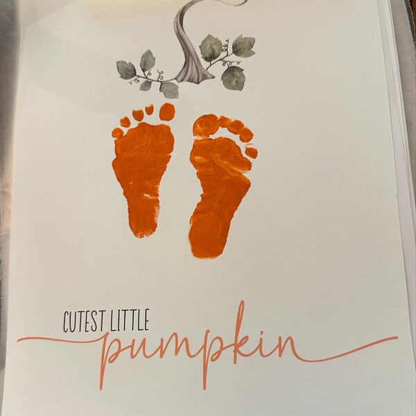 PRINTABLE Footprint Pumpkin Handprint Craft Baby Footprint Thanksgiving ...