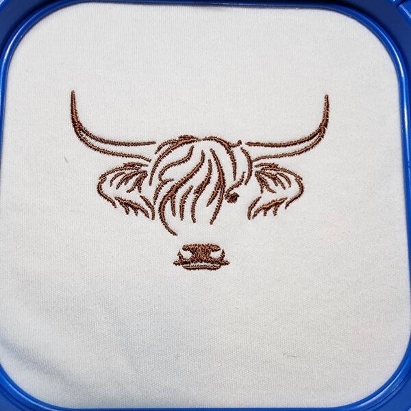 Highland Cow Face Embroidery Design, Animal Embroidery Design, Machine ...