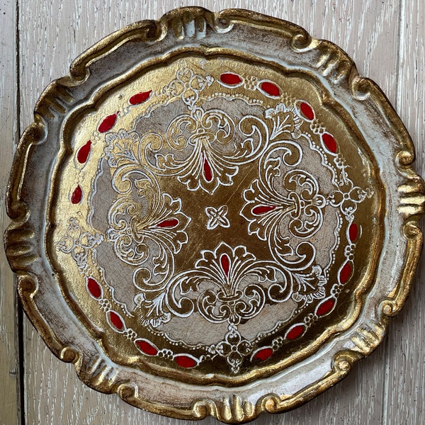 Florentine Decorative Tray Gilt Wooden Serving Oval Tray Traditional ...