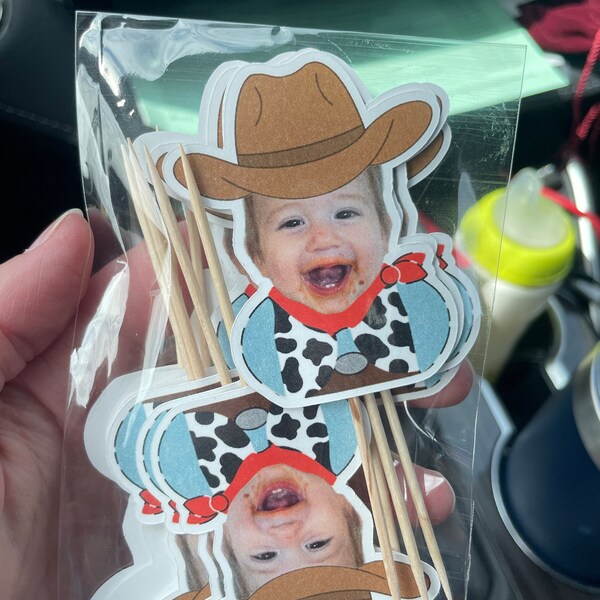 Cowboy Cupcake Toppers Western Birthday Party Decorations My First ...