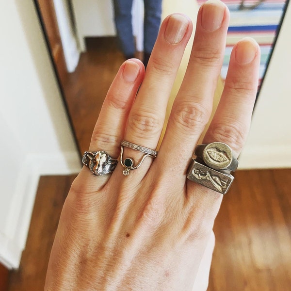 Cow Head Ring With Wheat Heart on Sides Cattle Ring Country Western ...