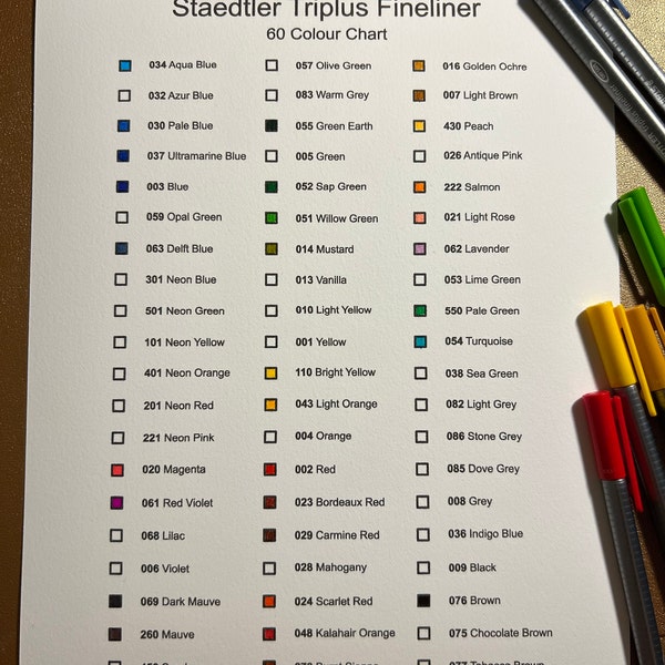 Derwent Artists 120 Pencil Colour Chart Template Printable Colouring ...