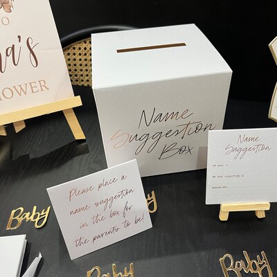 Baby Name Suggestion Box Baby Shower Games Baby Shower Keepsake Grey ...